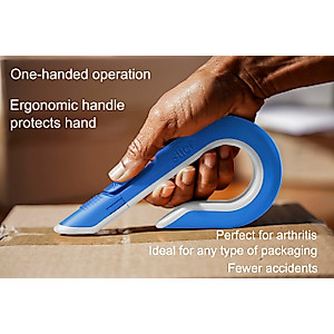 Slice Box Cutter | Manual Retracting | Heavy Duty Utility Knife | Safe Ceramic Blade Lasting 11x Longer than Metal | 1 Pack | Sky