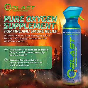 O2 Blast 95-99% Pure Oxygen, 10 Liter Portable Can 5 Pack with Custom Breathing Mask, Increase Stamina & Reduce Recovery Time, Ideal for High Altitude & Sports Recovery