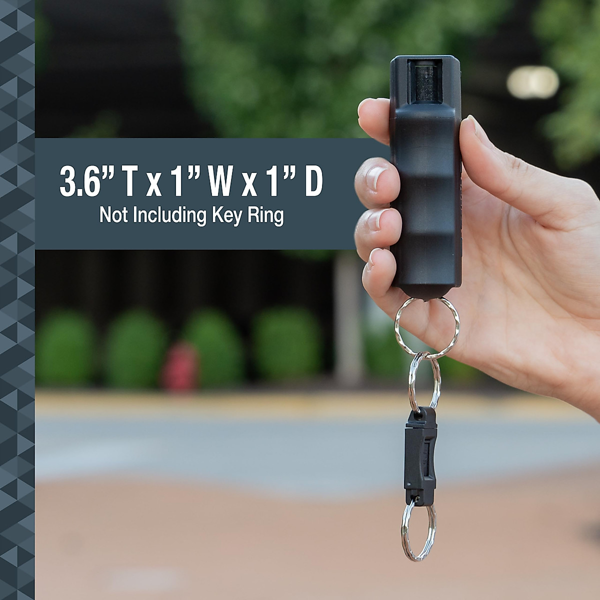 SABRE Self Defense Spray, 3-in-1 Formula Contains Max Strength Pepper Spray, CS Military Tear Gas & UV Marking Dye, Quick Release Key Ring for Easy Carry, Finger Grip for More Accurate Aim, 0.54 fl oz