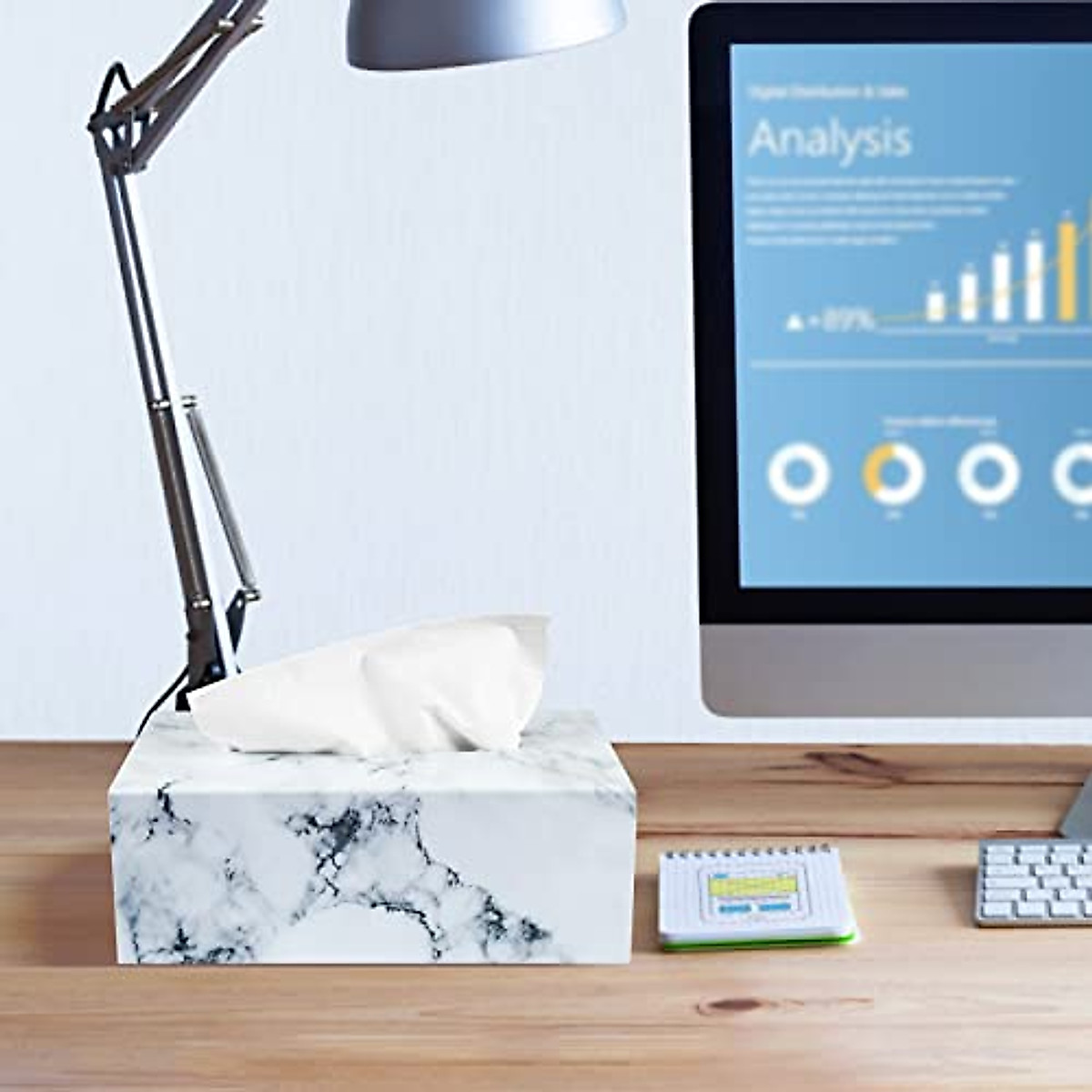 Marble Tissue Box Cover Rectangular,Facial Tissue Box Holder for Dresser Bathroom Decor,Tissue Dispenser for Home, Desks, Nightstands, Car…