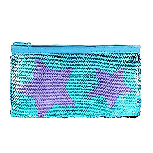 Cute Pencil Case for Girls Kids Mermaid Sequin Pencil Pouch Pen Holder Cosmetic Makeup Organizer Bag Purse for Women