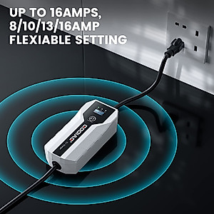 EV101 Portable EV Charger Level 1+2, 8/10/13/16 Amp Adjustable Electric Car Charger, 110V-240V 3.5KW 20 ft Plug-in Hybrid EV Charger