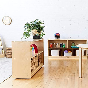 ECR4Kids 5-Compartment Mobile Storage Cabinet, 24in, Classroom Furniture, Natural