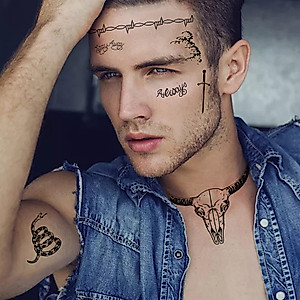 12 Sheet Halloween Temporary Face Tattoos Set - Costume Accessories for Women and Men