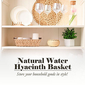 American Atelier Water Hyacinth Wicker Basket with Handles | Square Woven Wicker Storage Baskets with Builtin Carry Handles | Laundry Storage or Pantry Bin | Natural Weave | American Atelier