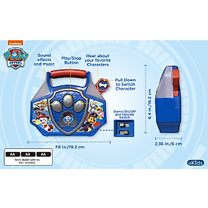 eKids Paw Patrol Toy Mini Boom Box, Built-in Music, Flashing Lights and Sound Effects, Lightweight Portable Musical Toy for Fans of Paw Patrol Toys and Gifts