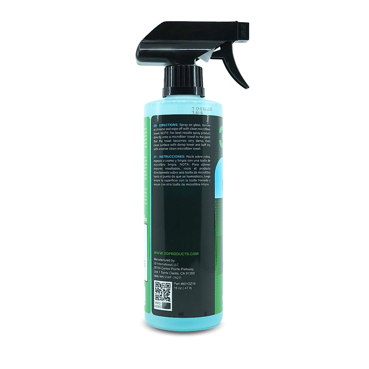 3D Glass Cleaner - Ready to Use, Tint Safe, Streak Free Glass Cleaner - 16oz.
