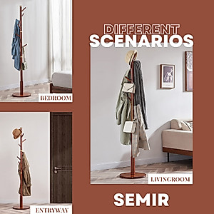 Frestanding Coat Rack with 8 Hooks for Coats and Bags - Sturdy and Easy to Assemble Coat Tree for Entryway, Hallway, Bedroom, and Office