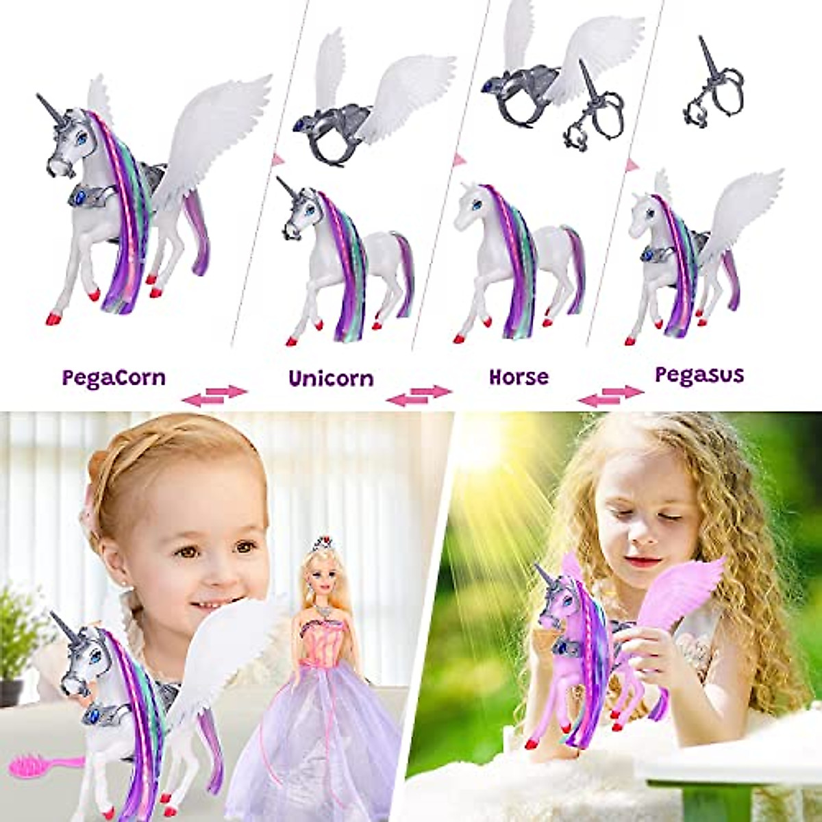 Color Changing Unicorn & Princess Doll Set for Girls