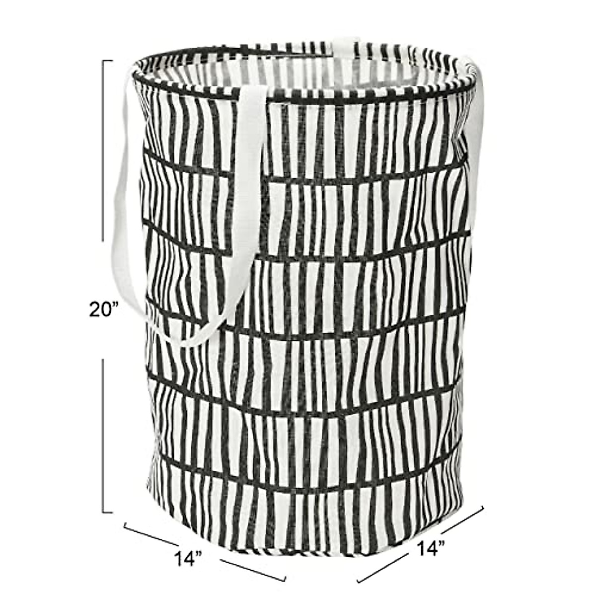 Household Essentials Round Krush Hamper with Handles, Black and White