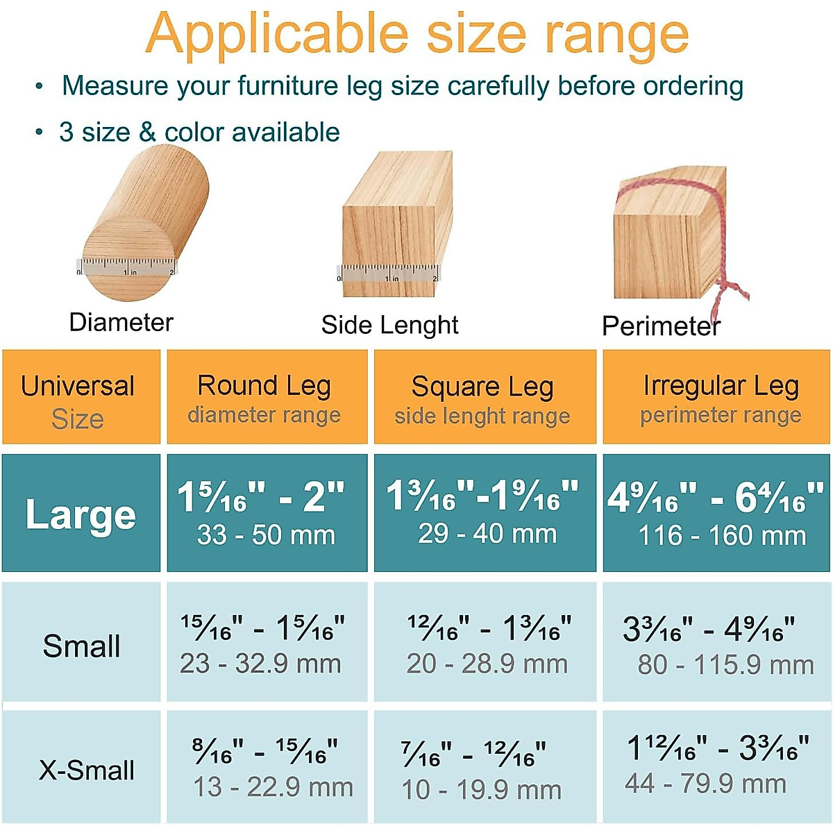 16 Pcs Chair Leg Protectors for Hardwood Floors, Silicone Felt Furniture Pads Non Slip, Free Moving Table Leg Covers, Stool Leg Protectors Caps (Large fit : 1.3'' - 2'')