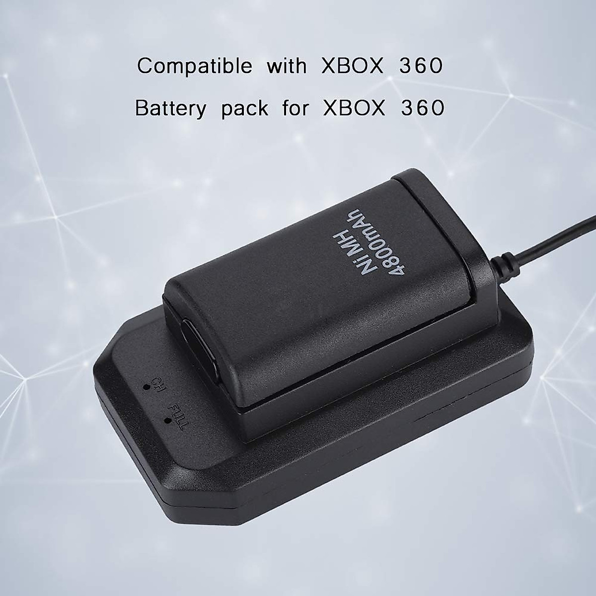 Bewinner Rechargeable Battery Pack for Xbox 360,Comes with USB Charging Cable and Charging Base,Rechargeable 4800mah Replacement Battery Pack,Backup Battery for Xbox 359 Controller During Games