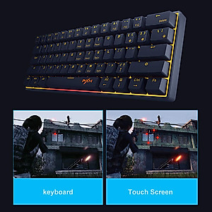 PXN K30 60% Mechanical Keyboard Wireless Mobile Gaming Keyboard Backlit Wired LED Mini Compact Keyboards Compatible with Android PC Laptop (Black)