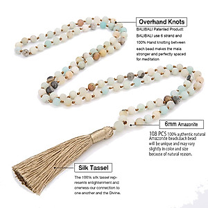 OAIITE 108 Natural Stone Beads Handmade Charm Personalized Stylish Beaded Tassel Necklace (B)