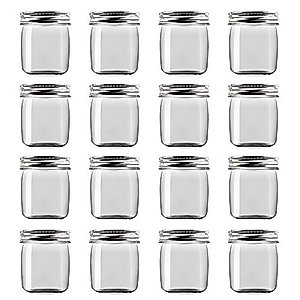 novelinks 8 Ounce Clear Plastic Jars Containers With Screw On Lids - Refillable Round Empty Plastic Slime Storage Containers for Kitchen & Household Storage - BPA Free (16 Pack)