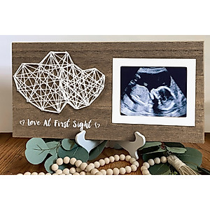 Ultrasound Picture Frame Baby Announcement Gifts - Sonogram Gender Neutral Baby Gift for Expecting Mother Love at First Sight Nursery Decor Handmade String Hearts Celebrate the Bond Between Mom & Baby