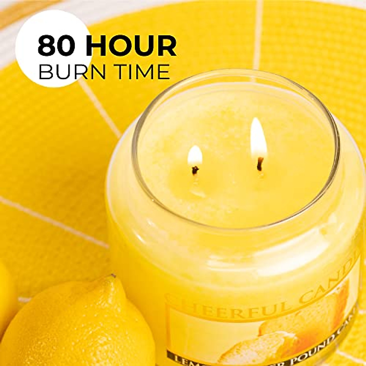 A Cheerful Giver - Lemon Butter Pound Cake Scented Glass Jar Candle (16 oz) with Lid & True to Life Fragrance Made in USA