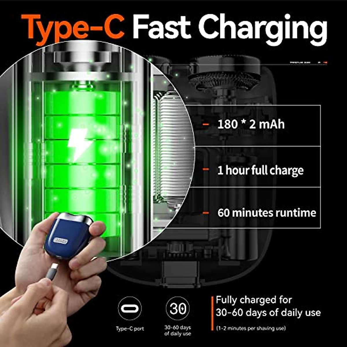 yoose Mini Shaver, Portable Alloy Electric Shavers for Men, Cordless Rechargeable Travel Shaver, Dry Shave, IPX7 Waterproof, Battery Indicator, Travel Lock, Electric Razor with Leather Case, Blue