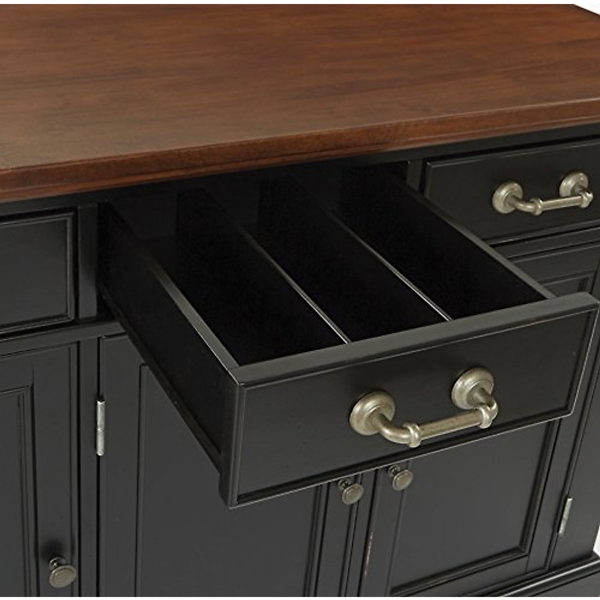 OSP Home Furnishings Country Kitchen Island, Distressed Black