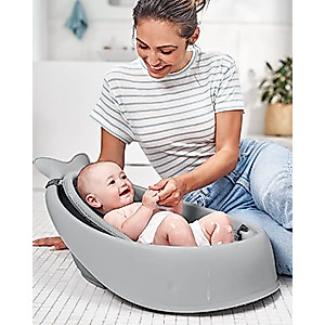 Skip Hop Baby Bath Tub, 3-Stage Smart Sling Tub, Moby, Grey