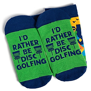 I'd Rather Be - Funny Socks For Men & Women - Gifts For Golfing, Hunting, Camping, Hiking, Skiing, Reading, Sports and more (US, Alpha, One Size, Regular, Regular, Playing Disc Golf)