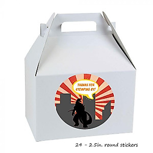 Silly Goose Gifts Retro Monster Type Party Supply (Party Favor Stickers) Thanks for Stomping By! Set of 24 - Kids Dragon Alien Comic Book Movie Themed Type