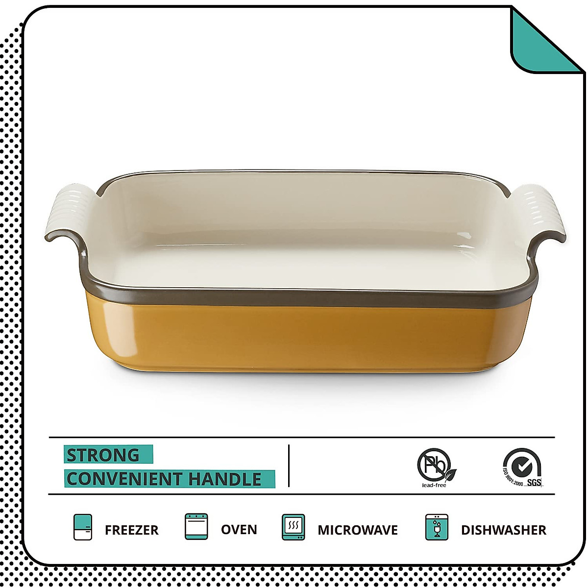 LIFVER Baking Dish, 9x13 Baking Pan, 120 Oz Large Lasagna Pan Deep, Ceramic Bakeware, Rectangular Casserole Dishes for Cooking Roasting Turkey Lasagna, Gifts for Baker, 3.8 Qt