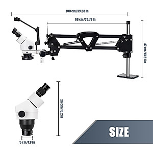 DZQ Micro Inlaid Mirror 7X-45X Multi-Directional Microscope Set Working Distance 3.7-11.8 inch Micro-Setting Microscope Spring Bracket with Ring Light(Upgraded Version)