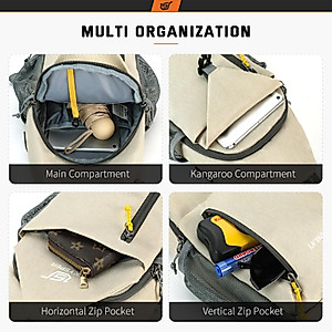 SKYSPER Sling Bag Crossbody Backpack - Chest Shoulder Cross Body Bag Travel Hiking Casual Daypack for Women Men(Beige)