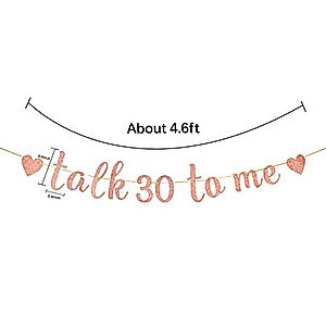 INNORU Glitter Talk 30 To Me Banner - Happy 30th Birthday Anniversary Sign - Cheers to 30 Years Party Bunting Decorations Rose Gold