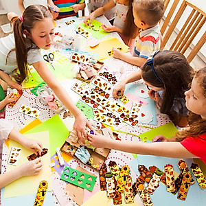 Spiareal 24 Sets Fall Decor Autumn DIY Bookmarks for Kids Thanksgiving Fall Craft Kits Paper Blank Bookmarks Art Set with Maple Leaves Turkey Acorn Mushroom Sunflower Pumpkins Stickers for Art Kit