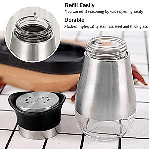 Stainless Steel Salt And Pepper Shakers Set with Glass Bottle, Spice Dispenser Kitchen Accessories for Table,RV,Camp,BBQ (2 PACK)