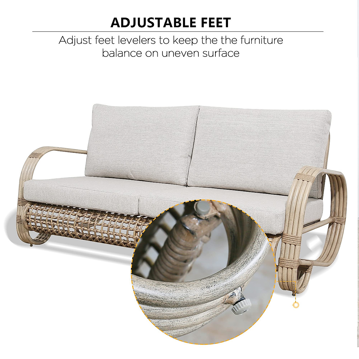 Ulax furniture Outdoor Sectional Conversation Loveseat Set Patio Furniture for Indoor/Outdoor Use