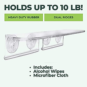Window Garden Double Veg Ledge - Window Shelf for Plants, Clear Acrylic Shelves - Suction Cup Indoor Plant Holder - Glass Window Sill Extender for Microgreens Kit, Planters (1 Pack)