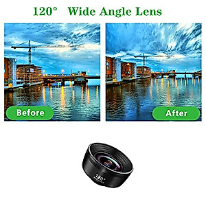 Upgraded 3 in 1 Phone Lens kit-210° Fisheye Lens + Macro Lens + 120° Wide Angle Lens with Clip, Cell Phone Lens, anamorphic Lens, Funny Pictures Compatible with iPhone, Smartphones, Gifts Ideal
