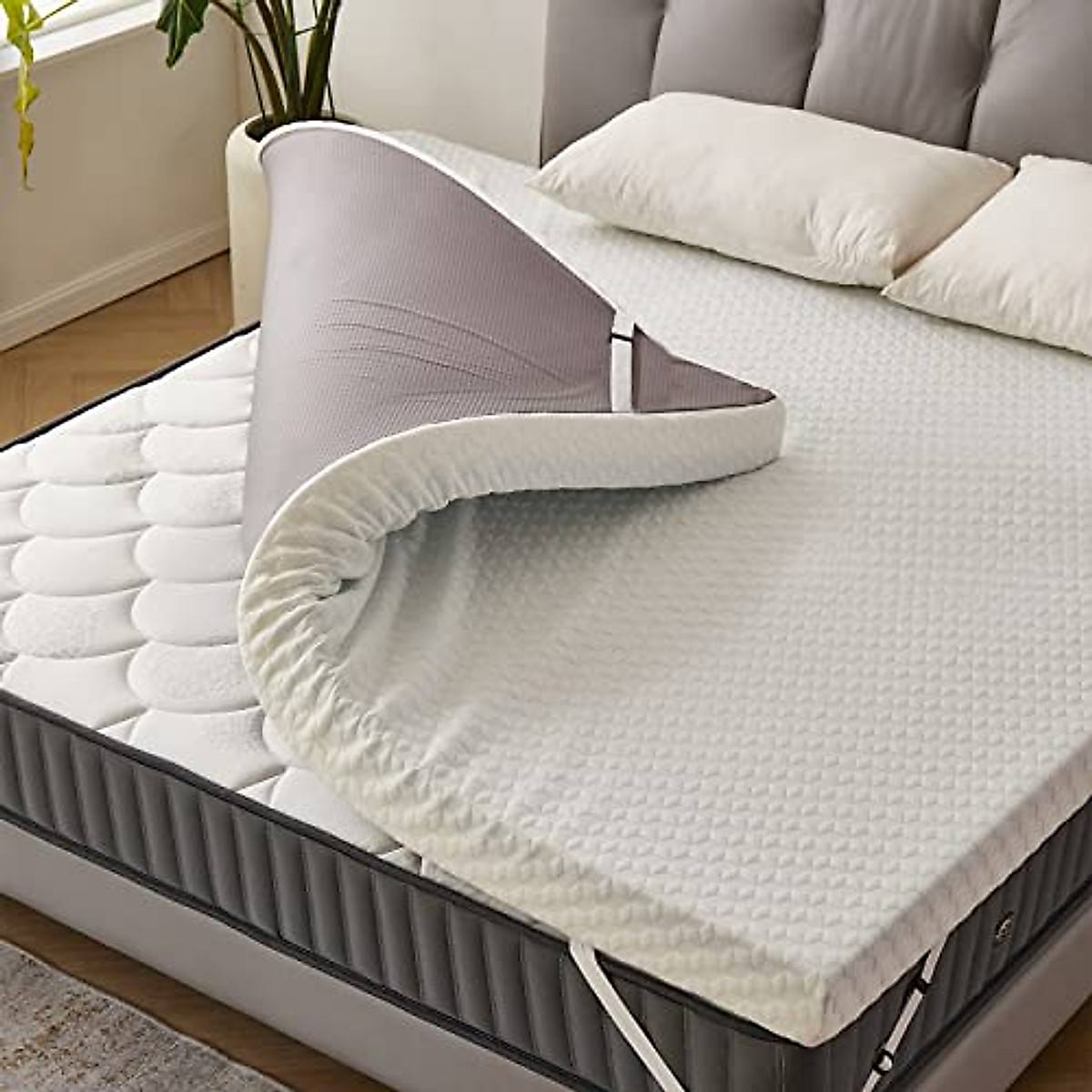 Gel Infused Memory Foam Mattress Topper with Breathable Bamboo Cover - 3 Inches Soft Mattress Pad for Mattress Upgration, Zero Pressure Mattress Topper for Back Pain Relief, King 76"x80"x3"