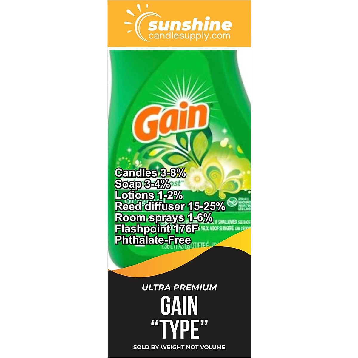 Gain "Type" Ultra Premium Fragrance Oil for Candles, soap, Body Products and diffusers. 8 Ounce Bottle