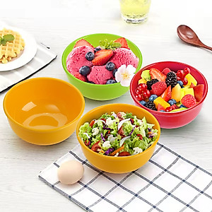 DEAYOU 9 Pack Melamine Bowls, 28 Oz Unbreakable Large Cereal Soup Salad Bowl, 6" Reusable Mixing and Serving Bowls for Party, Colorful Snack Bowls for Children, Chip-Resistant, Dishwasher Safe