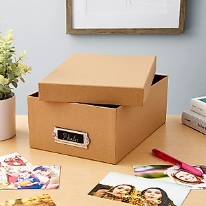 Kraft Memory Box by Simply Tidy - Store and Organize Photos, Keepsakes, DVD and CDs, Acid Free - Bulk 12 Pack