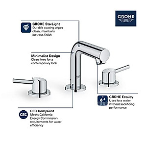 GROHE 20572001 Concetto, 8-inch Widespread 2-Handle S-Size Bathroom Faucet 1.2 GPM, Chrome