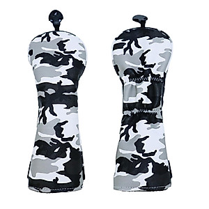 Milageto 3 PCS Waterproof Camouflage Golf Club Head Covers for Fairway Wood and Driver Headcover Black Camo Pattern with Number Tag - 3PCS No 1 3 5