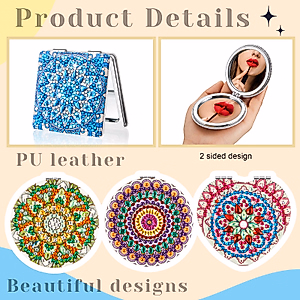 Marsui 4 Pcs Diamond Painting Compact Mirror Art Kits for Adults DIY Pocket Mirror Art Cover Portable Folding Purse Looking Glass for Women(Mandala)