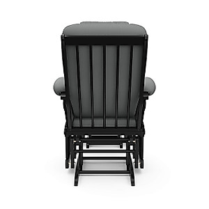 Storkcraft Tuscany Custom Glider and Ottoman with Free Lumbar Pillow, Black/Grey, Cleanable Upholstered Comfort Rocking Nursery Chair with Ottoman, Metal