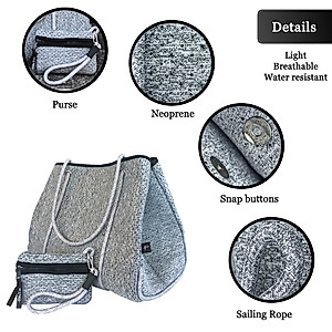 Large Neoprene Tote Bag for Women – Pole Tribe‘s Lightweight Tote Neoprene Beach Bag, Travel Tote, Pool or Office Bag. Large - 6 gallon Size (Badger)