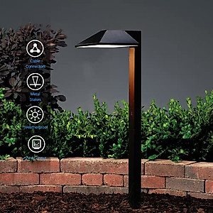 GOODSMANN Low Voltage Landscape Path Lights 8PK Kit 0.6W LED Sidewalk Landscape Lighting 22 Lumen Outdoor Electric Walkway & Pathway Lights Wired Bronze Finish 3100K Warm White with Cable Connectors