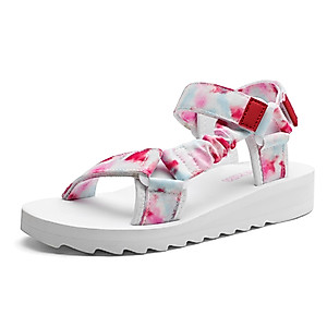 DREAM PAIRS Womens Comfortable Hiking Sandal Sport Walking Summer Beach Outdoor Light Weight Water Sandals Sdsa224w, Black/White - 9