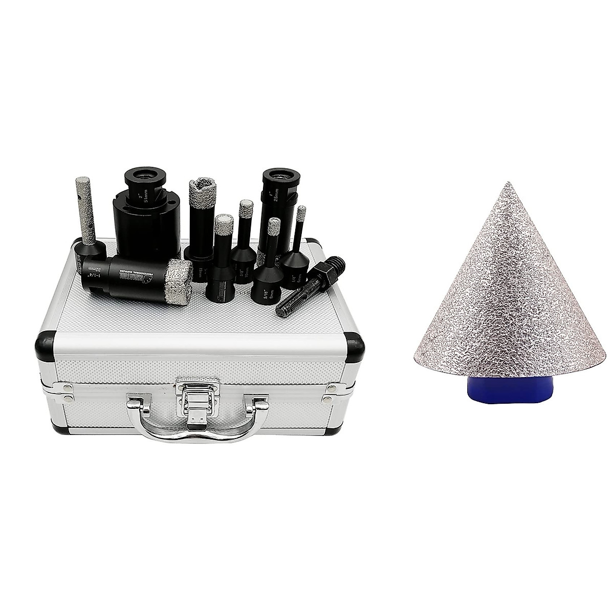 SHDIATOOL Diamond Drill Bits Hole Saw Kit for Porcelain Tile Ceramic Marble and 1pc Diamond Beveling Chamfer Bits