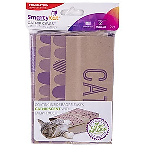 SmartyKat (2 Count Catnip Caves Catnip Infused Bag Cat Toys - Brown, 2 Count