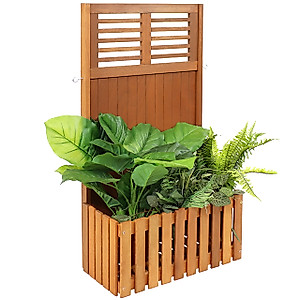 Sunnydaze Outdoor Wooden Garden Planter Box with Privacy Screen