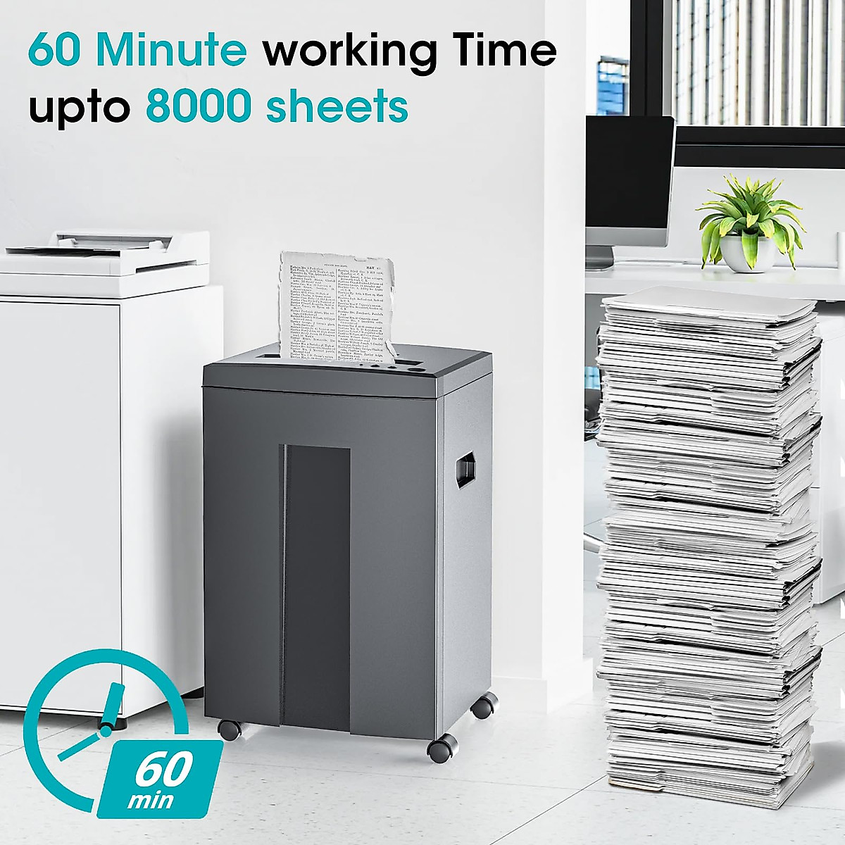 WOLVERINE 18-Sheet 60 Mins Running Time Cross Cut High Security Level P-4 Heavy Duty Paper/CD/Card Ultra Quiet Shredder for Home Office with 6 Gallons Pullout Waste Bin SD9113 (Grey ETL)